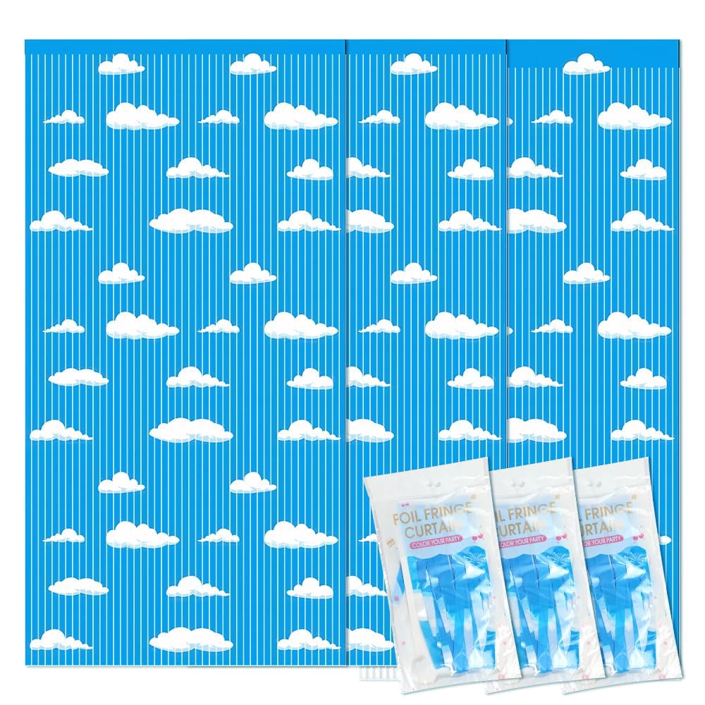 3 Pack Blue Sky White Clouds Cartoon Story Birthday Party Decorations ...