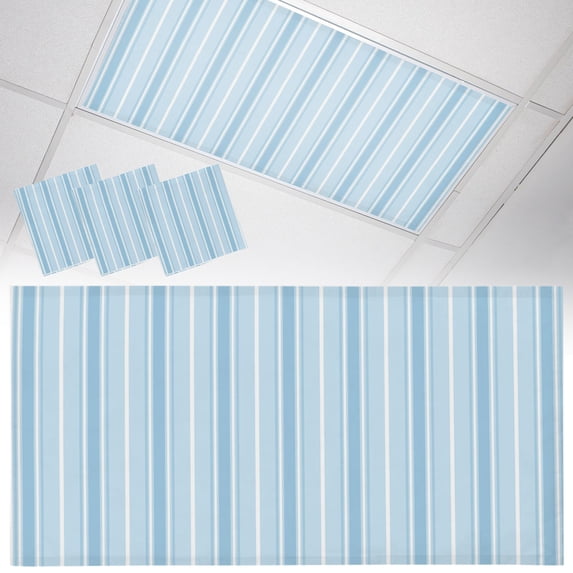 3 Pack Blue Striped Fluorescent Light Covers for Ceiling Lights Boho ...