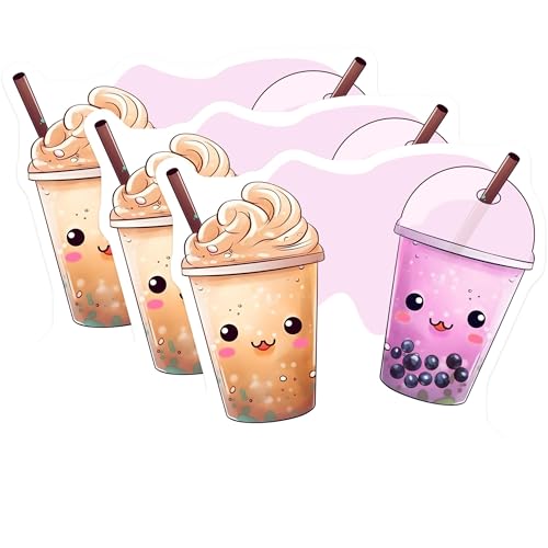 (3 Pack) Boba Decals - Latte Decal - Cute Drink Stickers - 3 Inches On ...