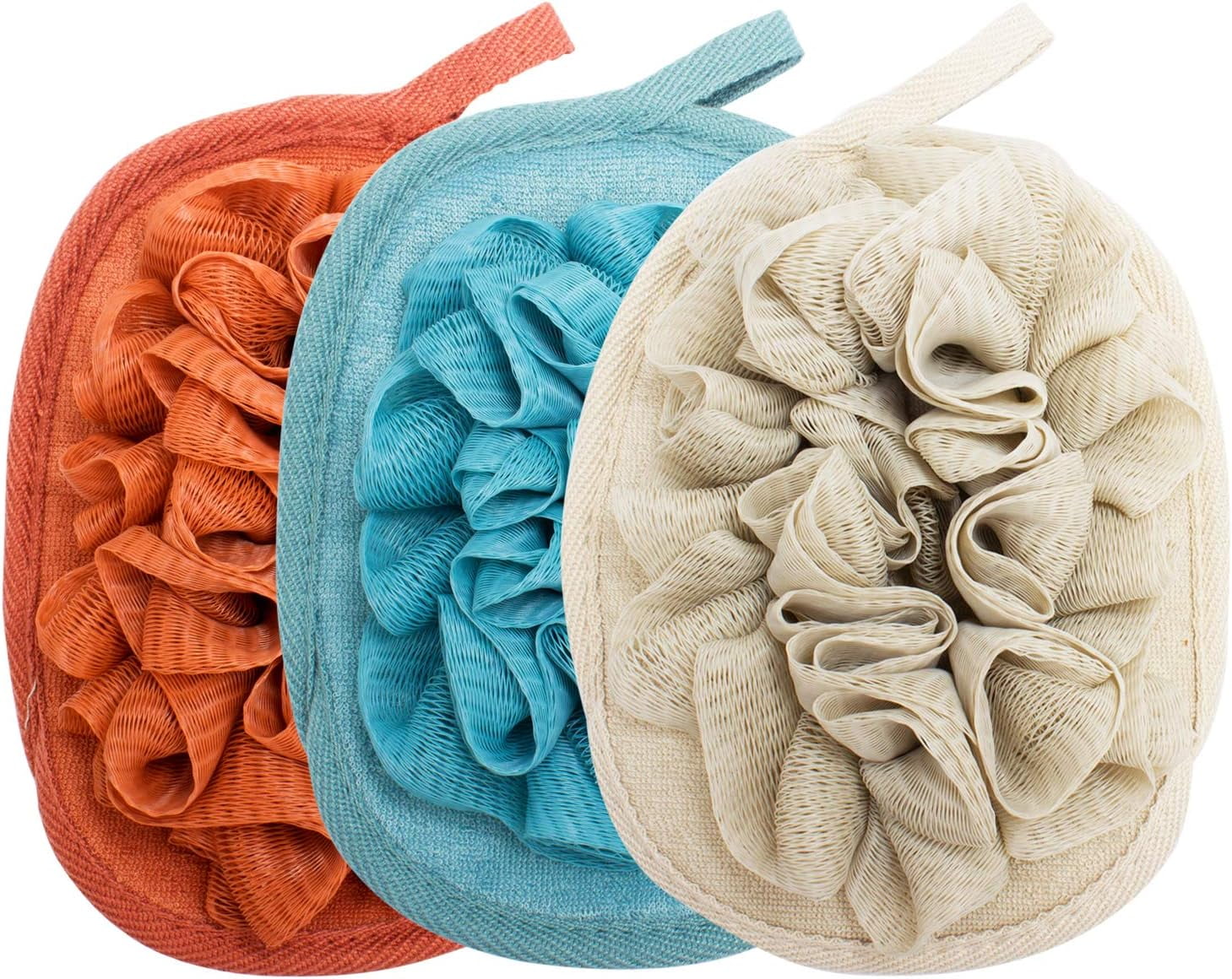 3 Pack Body Sponge Brushes Pouf Mesh Brush Shower Glove with Flower ...