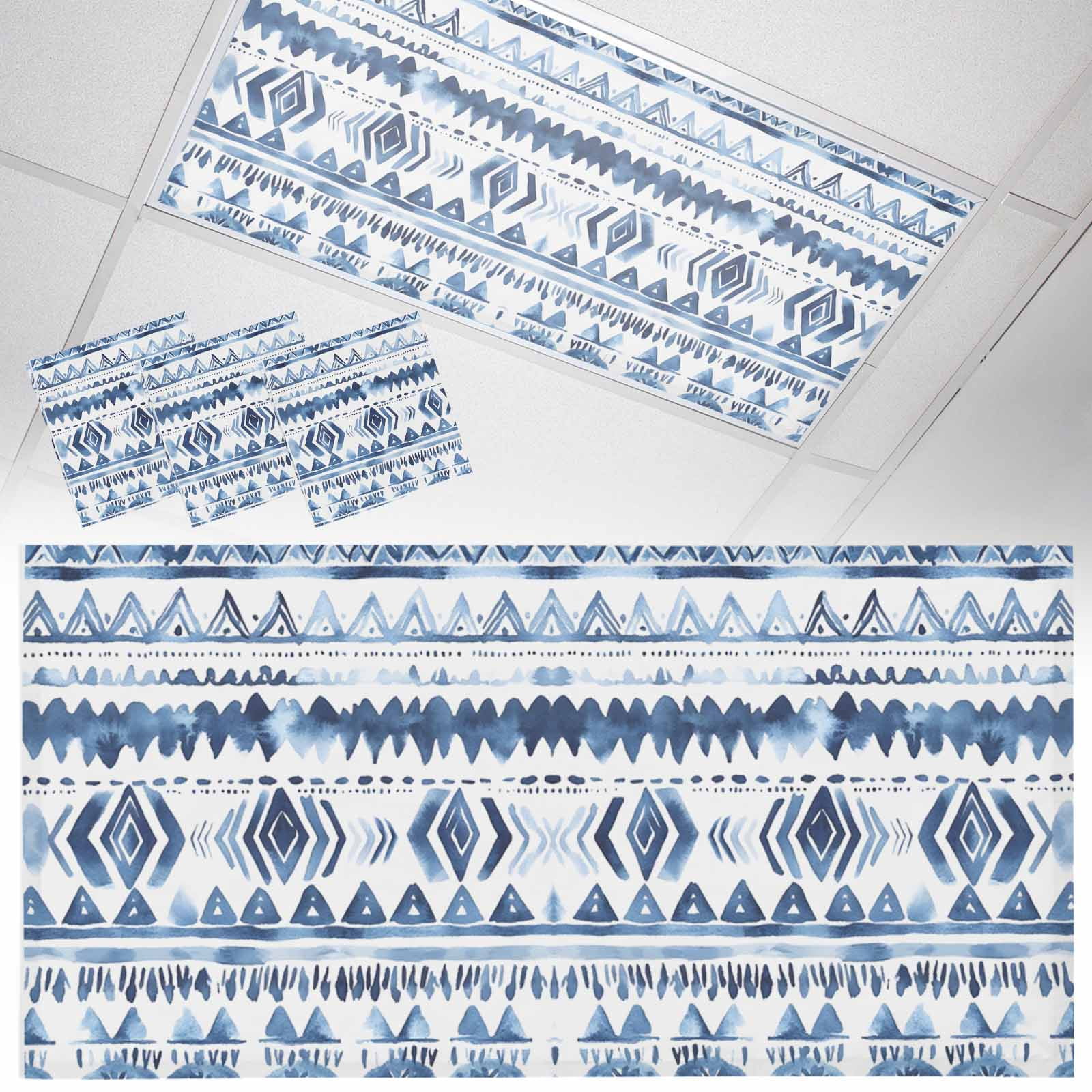 3 Pack Bohemia Fluorescent Light Covers for Ceiling Lights Blue ...