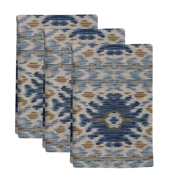 3 Pack Boho Blue Brown Kitchen Towels Ethnic Modern Geometric Abstract ...