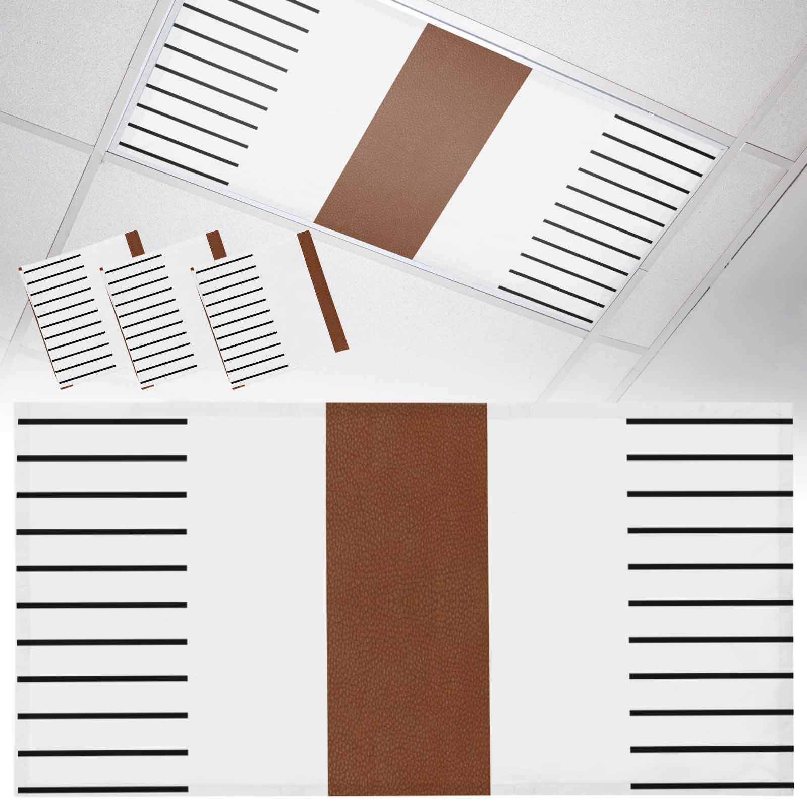 3 Pack Boho Brown Fluorescent Light Covers for Ceiling Lights Striped ...
