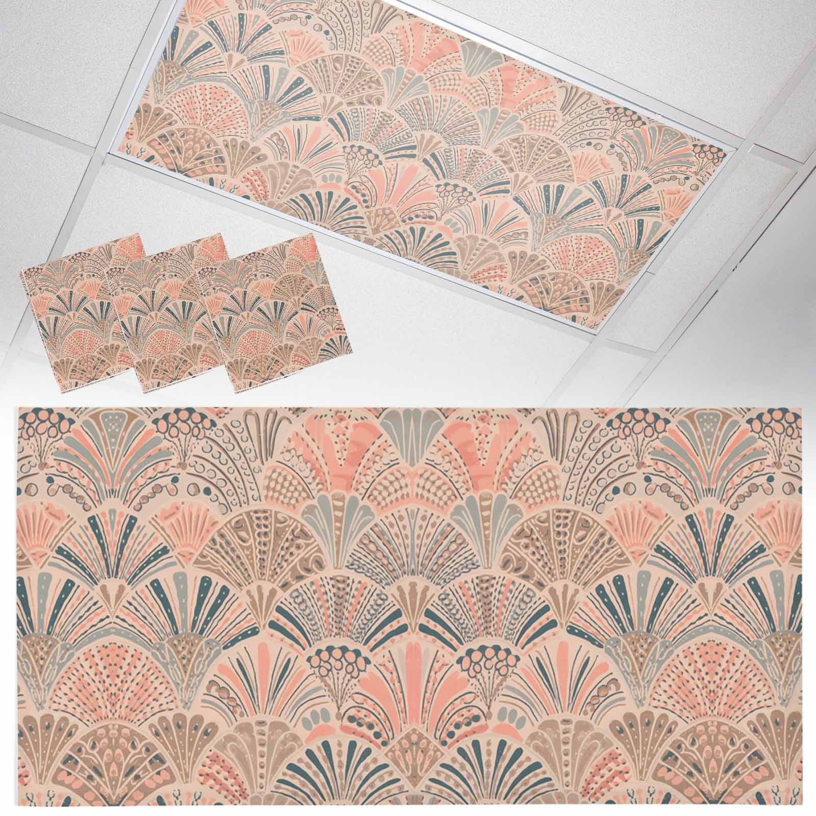 3 Pack Boho Fluorescent Light Covers for Ceiling Lights Vintage Ocean ...