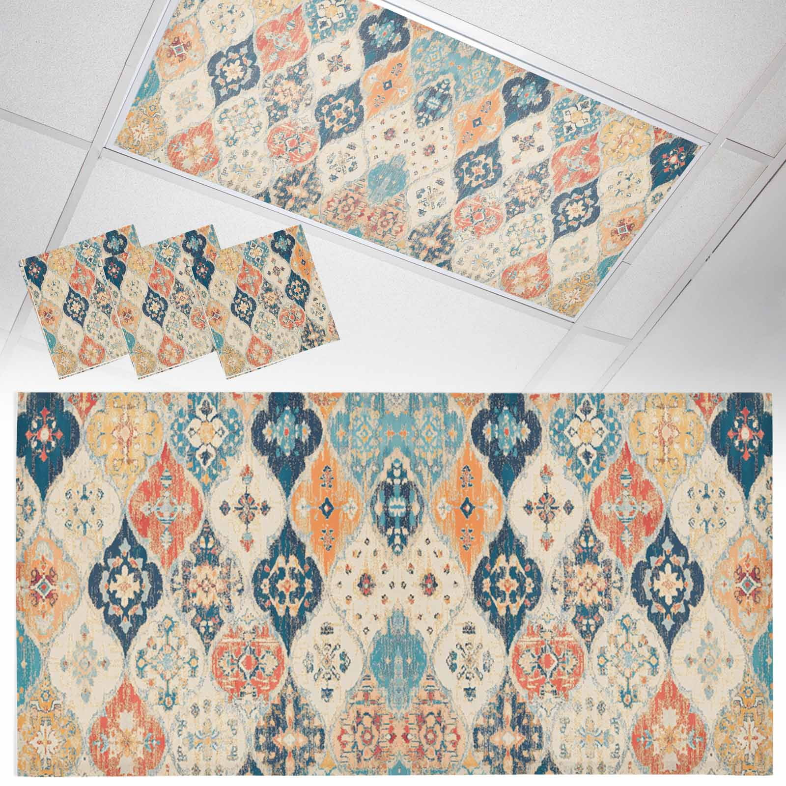 3 Pack Boho Fluorescent Light Covers for Ceiling Lights Vintage Orange ...