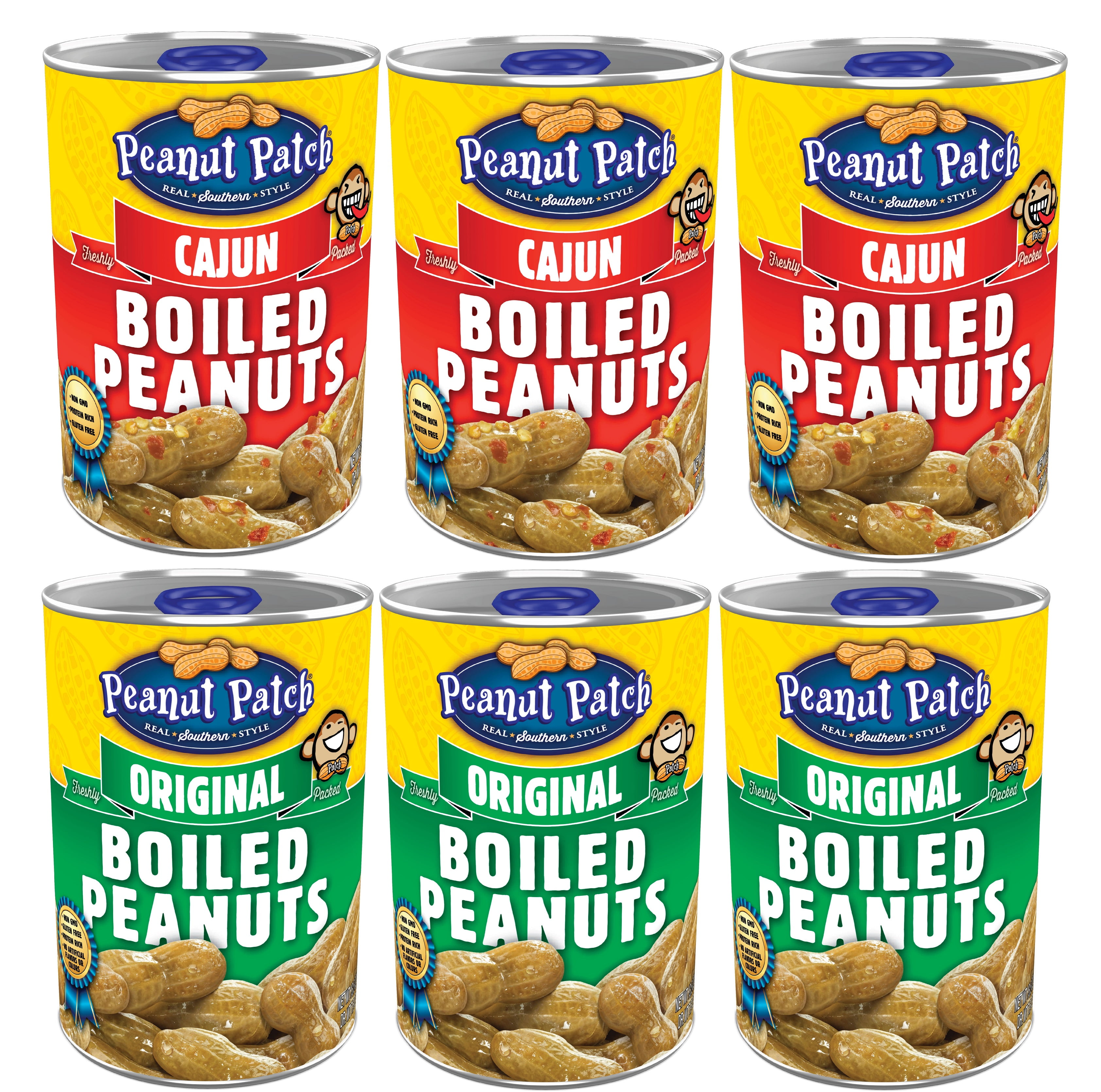 Margaret Holmes, 6 Pack Boiled Peanuts, Regular Salted and Cajun Spicy ...
