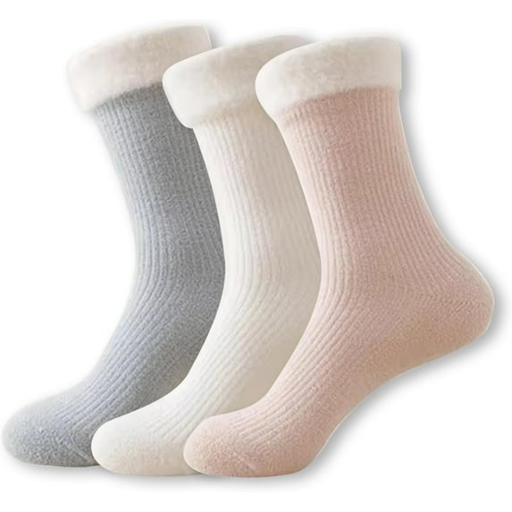 3-Pack Boot Socks for Women Winter Solid Thick Warm Socks Cozy Crew ...