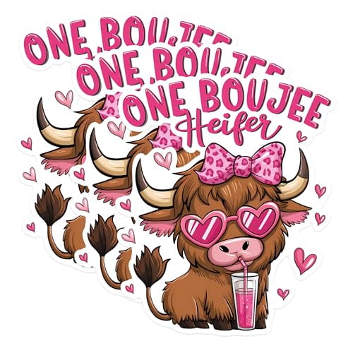 (3 Pack) Boujee Heifer Decals - Highland Cow - Cute Cow Stickers - 3 ...