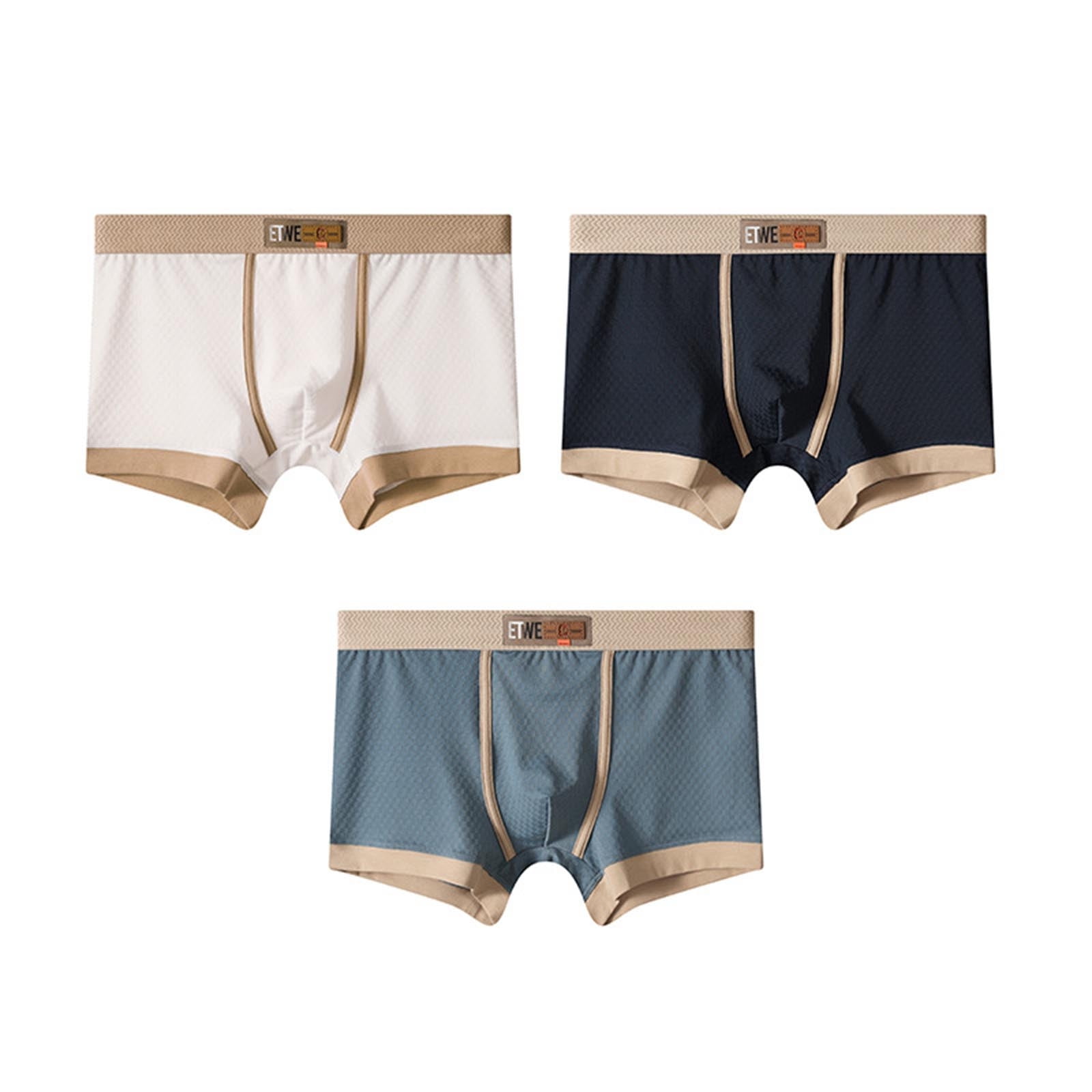 3 Pack Boxer Briefs for Men Mid Waisted Underwear Mens Casual ...