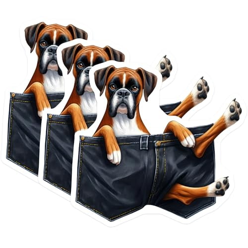 (3 Pack) Boxer Dog Decals - Pocket Pup Stickers - Laptop Decals - 3 ...