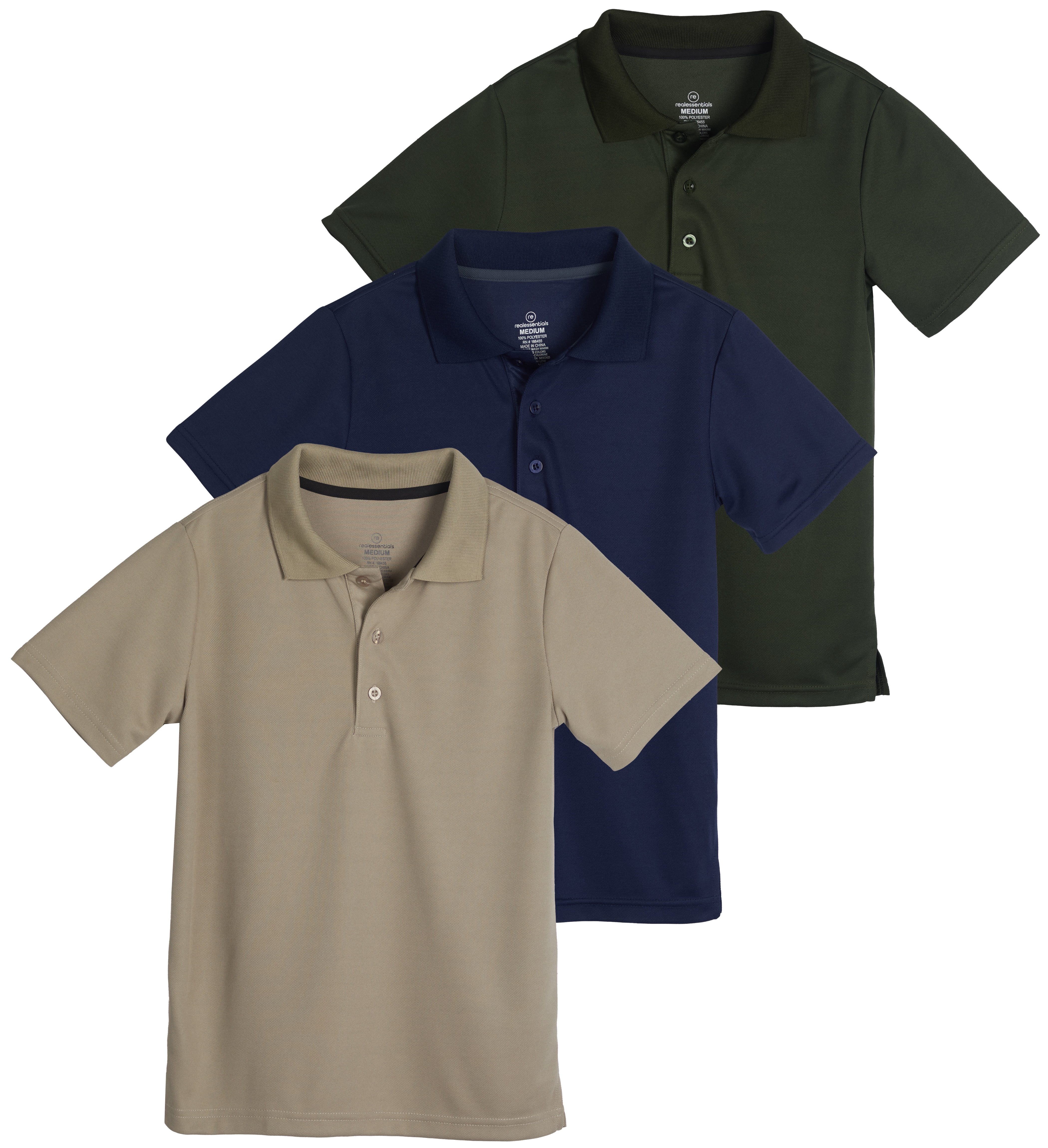 3 Pack: Boy's Short Sleeve Polo Shirt - School Uniform Active ...