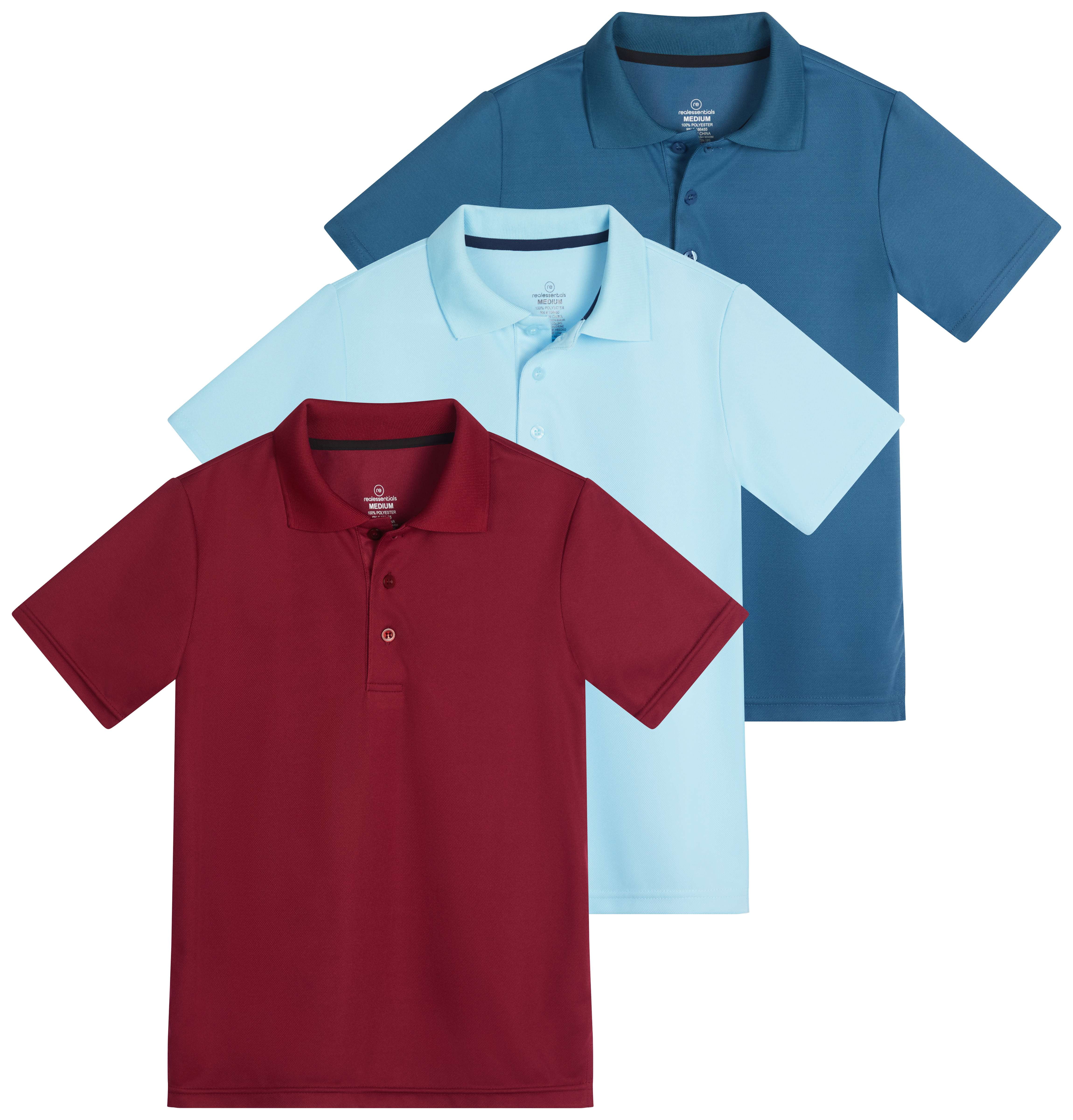 3 Pack: Boy's Short Sleeve Polo Shirt - School Uniform Active ...