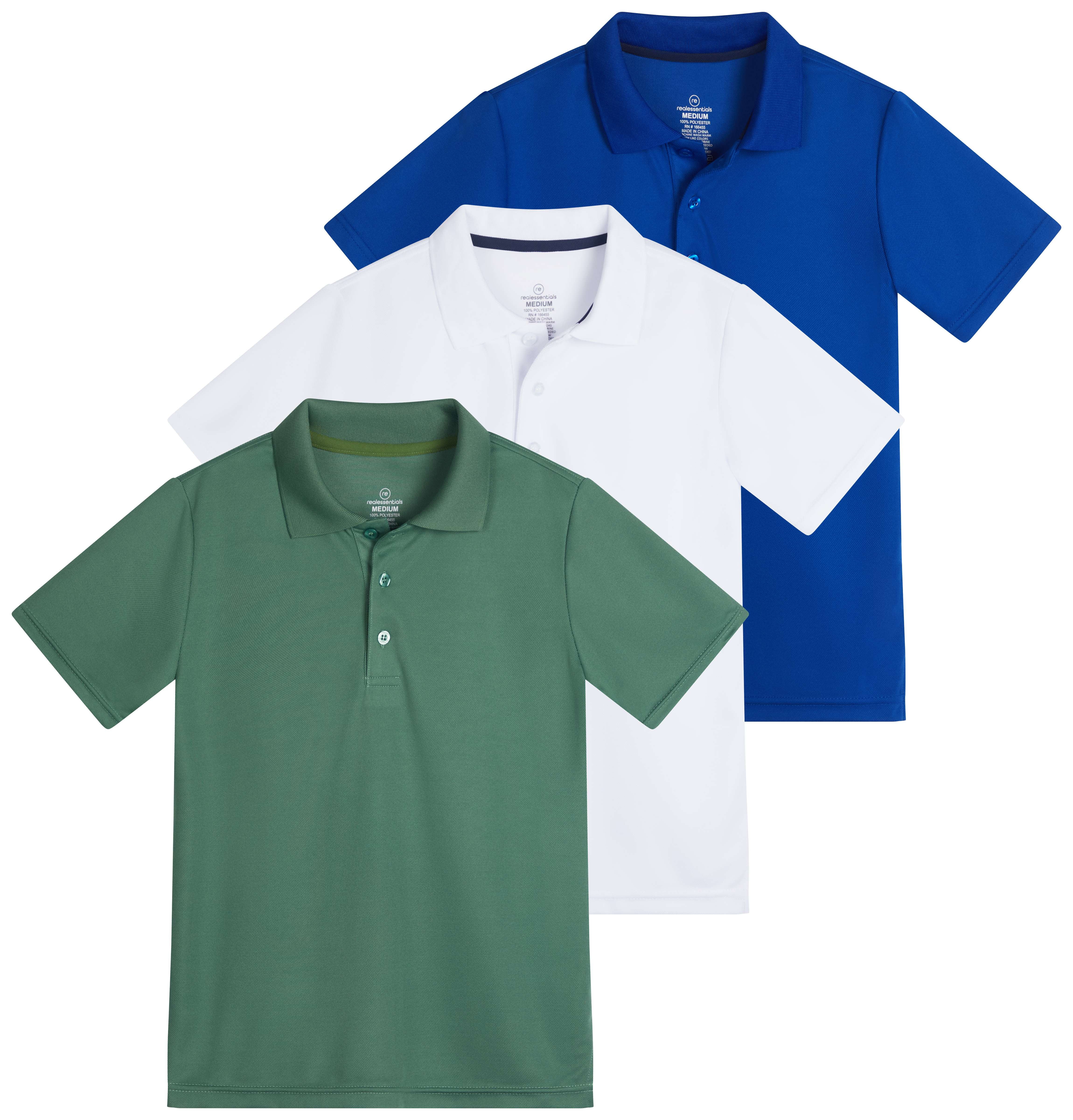 3 Pack: Boy's Short Sleeve Polo Shirt - School Uniform Active ...