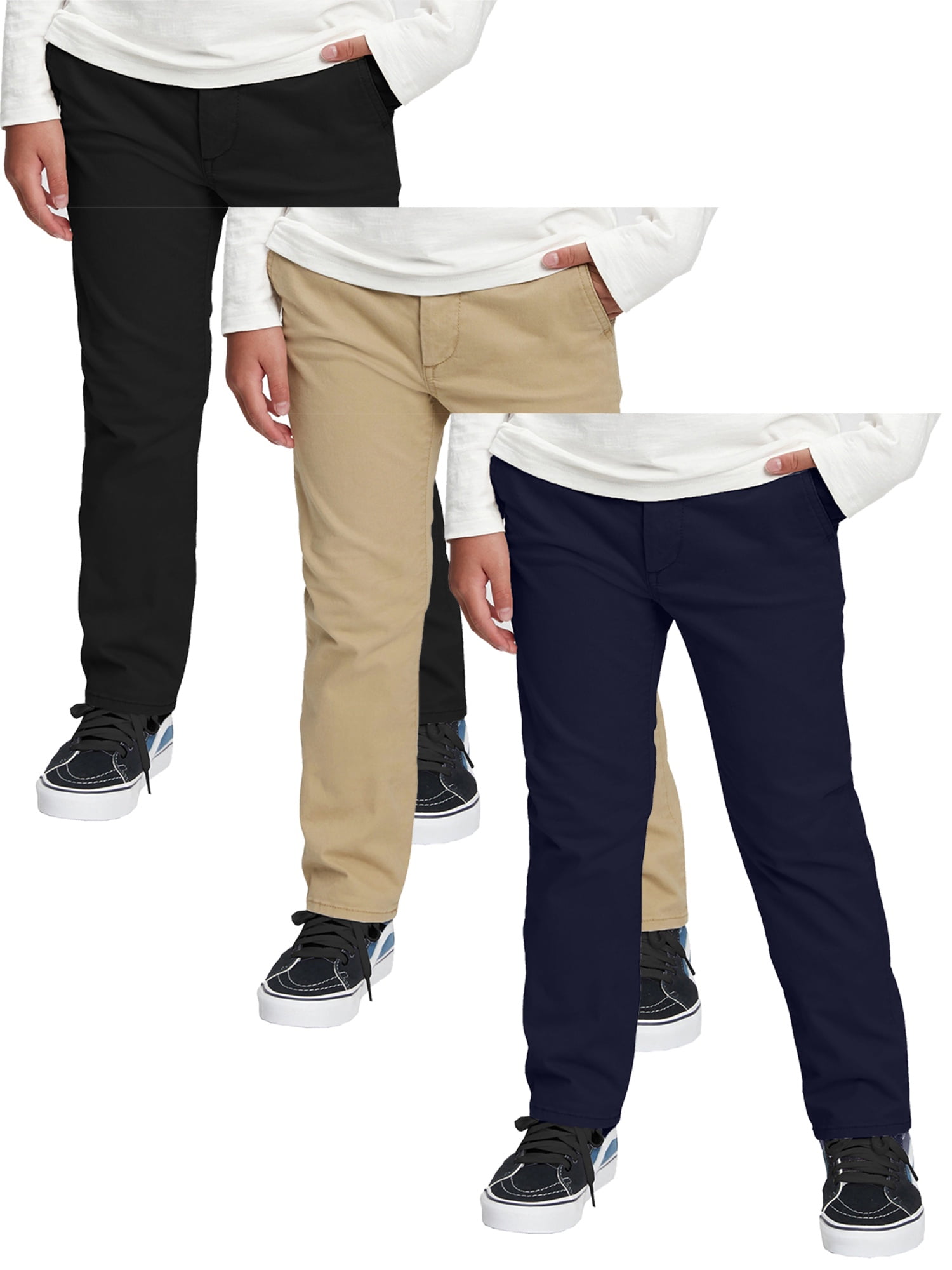 Galaxy by Harvic Stretch Slim Fit School Uniform, Pants 3 Pack Boy's ...