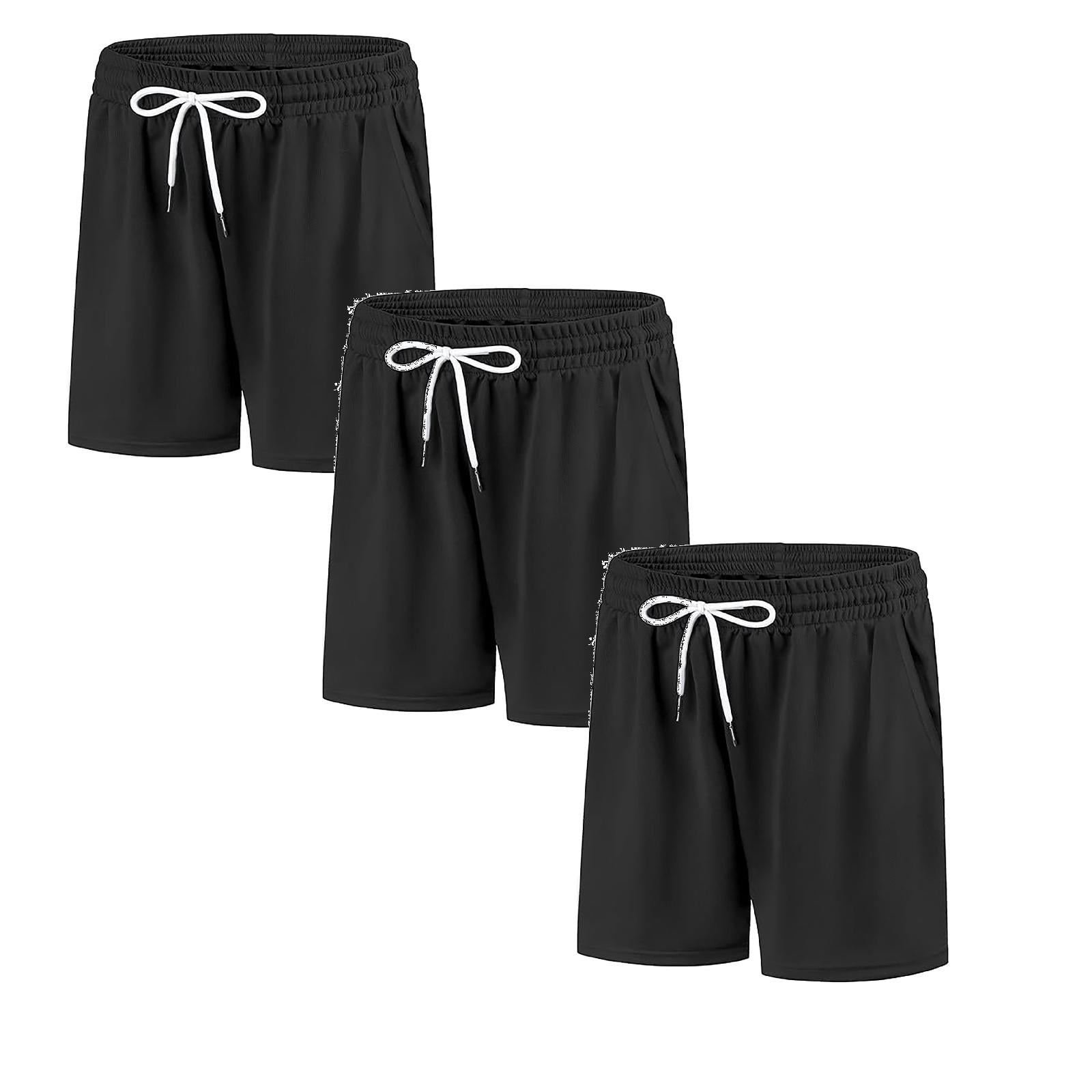 3 Pack Boys Athletic Shorts Mesh Black Kids Basketball Shorts Quick Dry ...