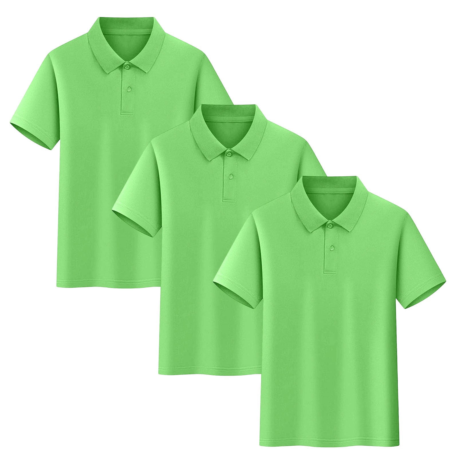 3 Pack Boys Girls Polos T-Shirts Unisex Kids School Uniform Plain Short ...