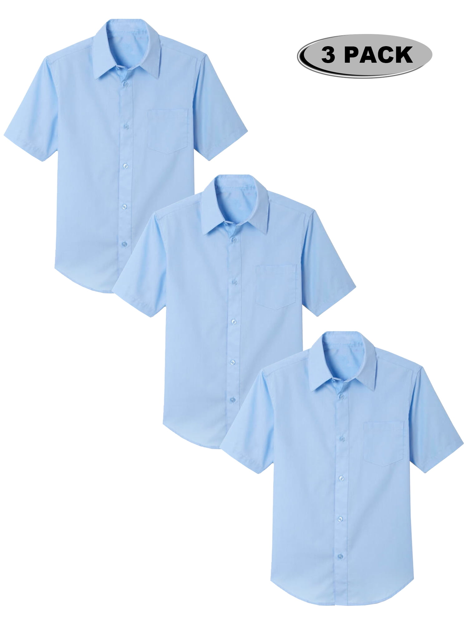 3-Pack Boys Short Sleeve Casual Dress School Uniform Shirts (Big Boys ...
