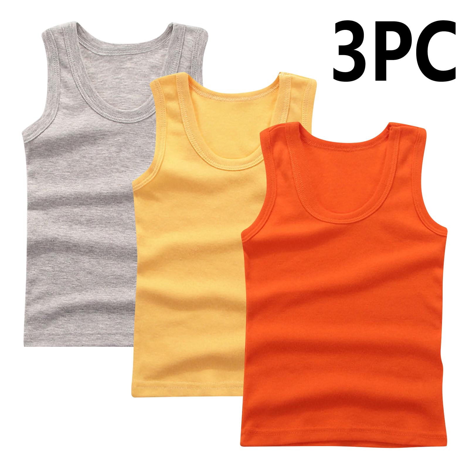 3-Pack Boys' Summer Camisole T-Shirts - Soft Breathable Cotton Round ...