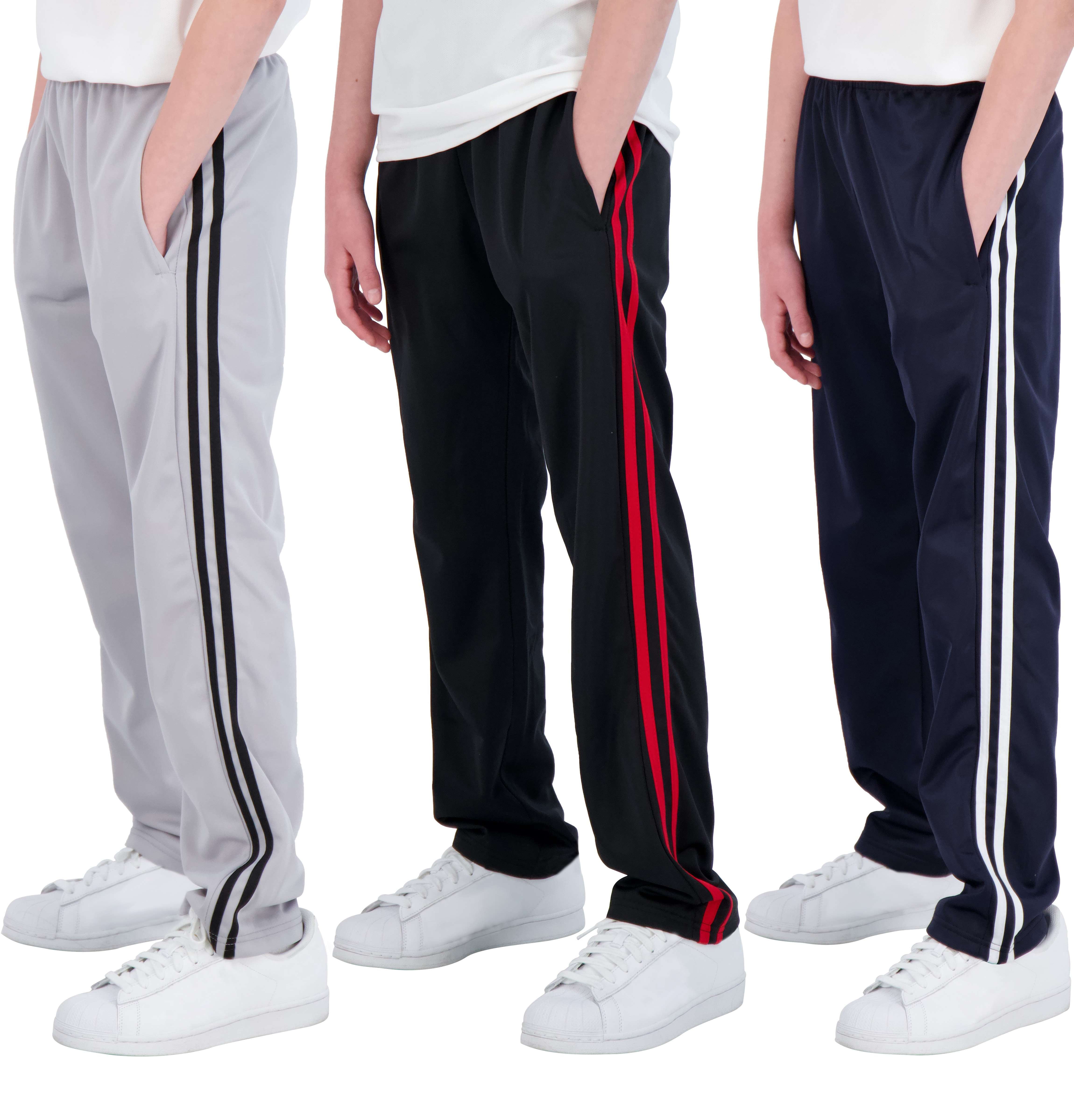 3 Pack: Boys' Tricot Jogger Sweats, Open Bottom Fleece-Lined with ...