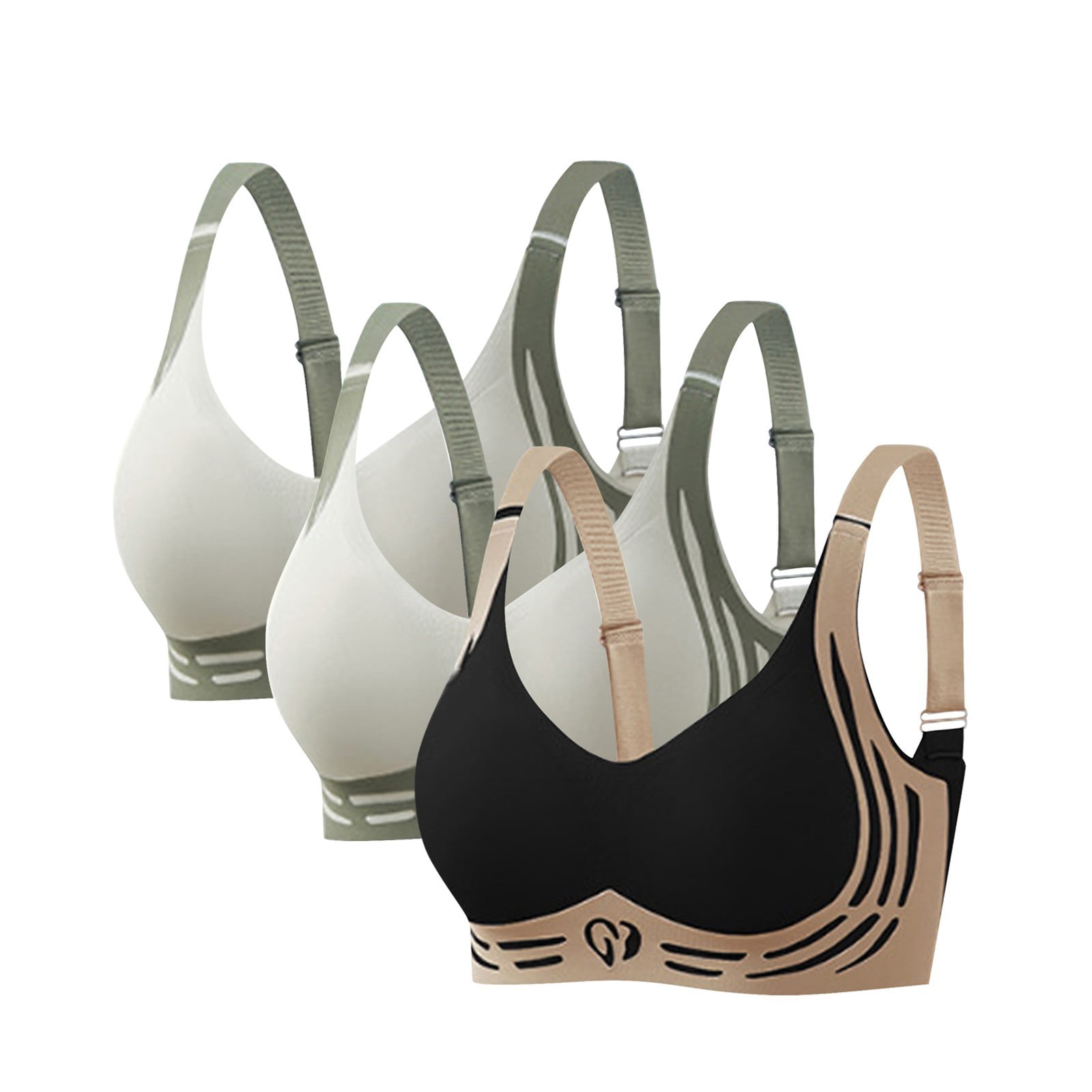 3 Pack Bra Sets for Women T-shirt Bras for Ladies Supportive Sports Bra ...