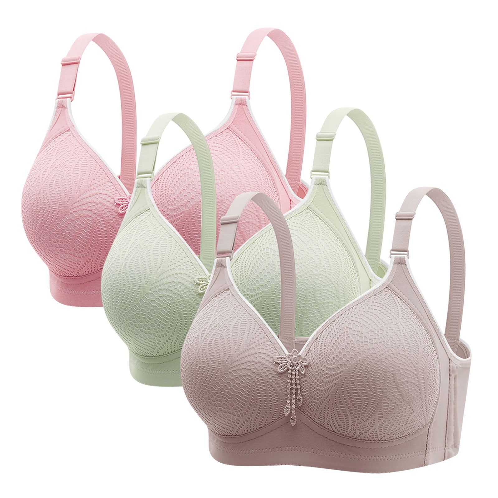 3 Pack Bras For Women Lace Plus Size High Support Full Coverage Up Bras ...