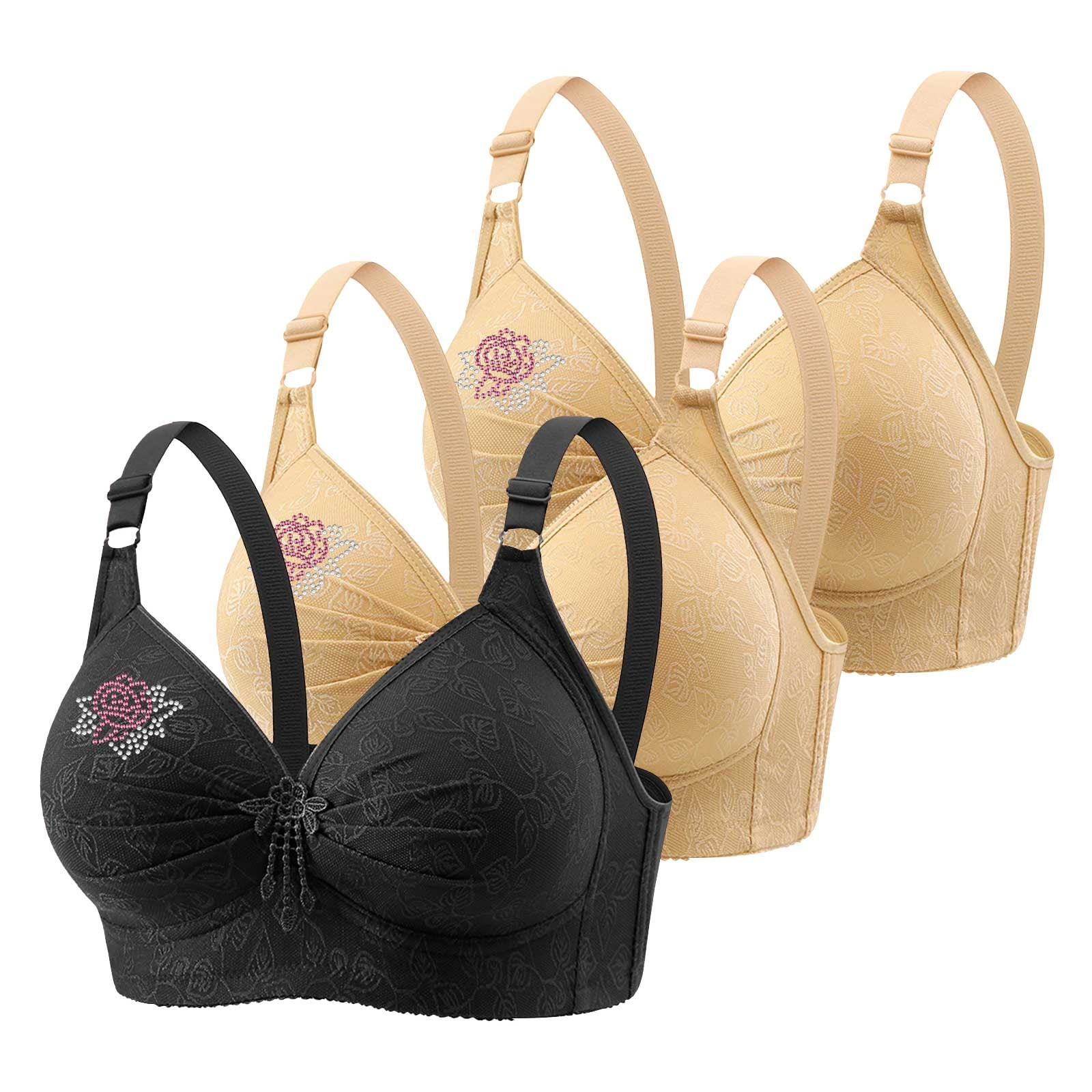 3 Pack Bras For Women No Underwire Comfort Bra Solid Color Plus Size ...