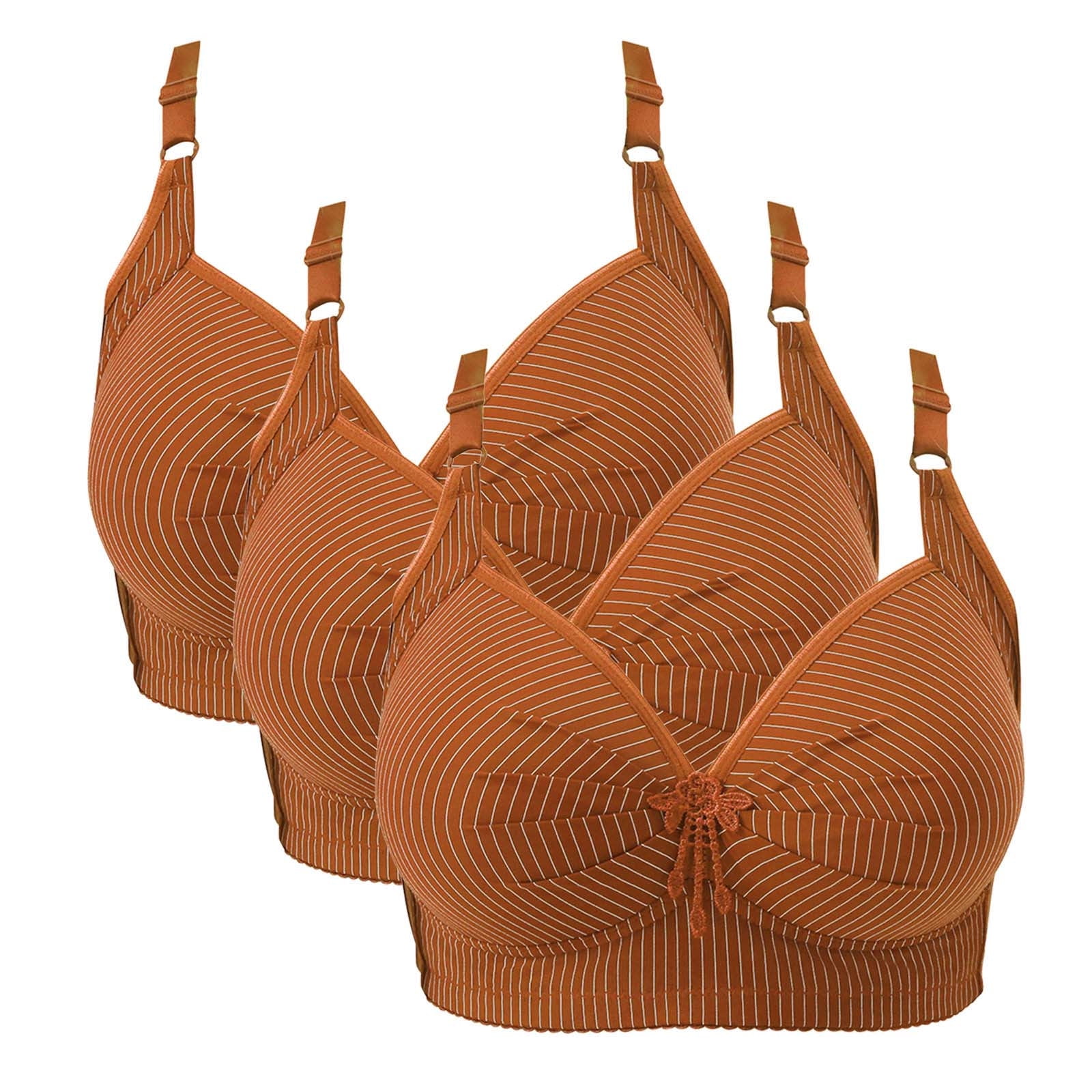 3 Pack Bras For Women No Underwirel Striped Print Wireless Push Up Full ...