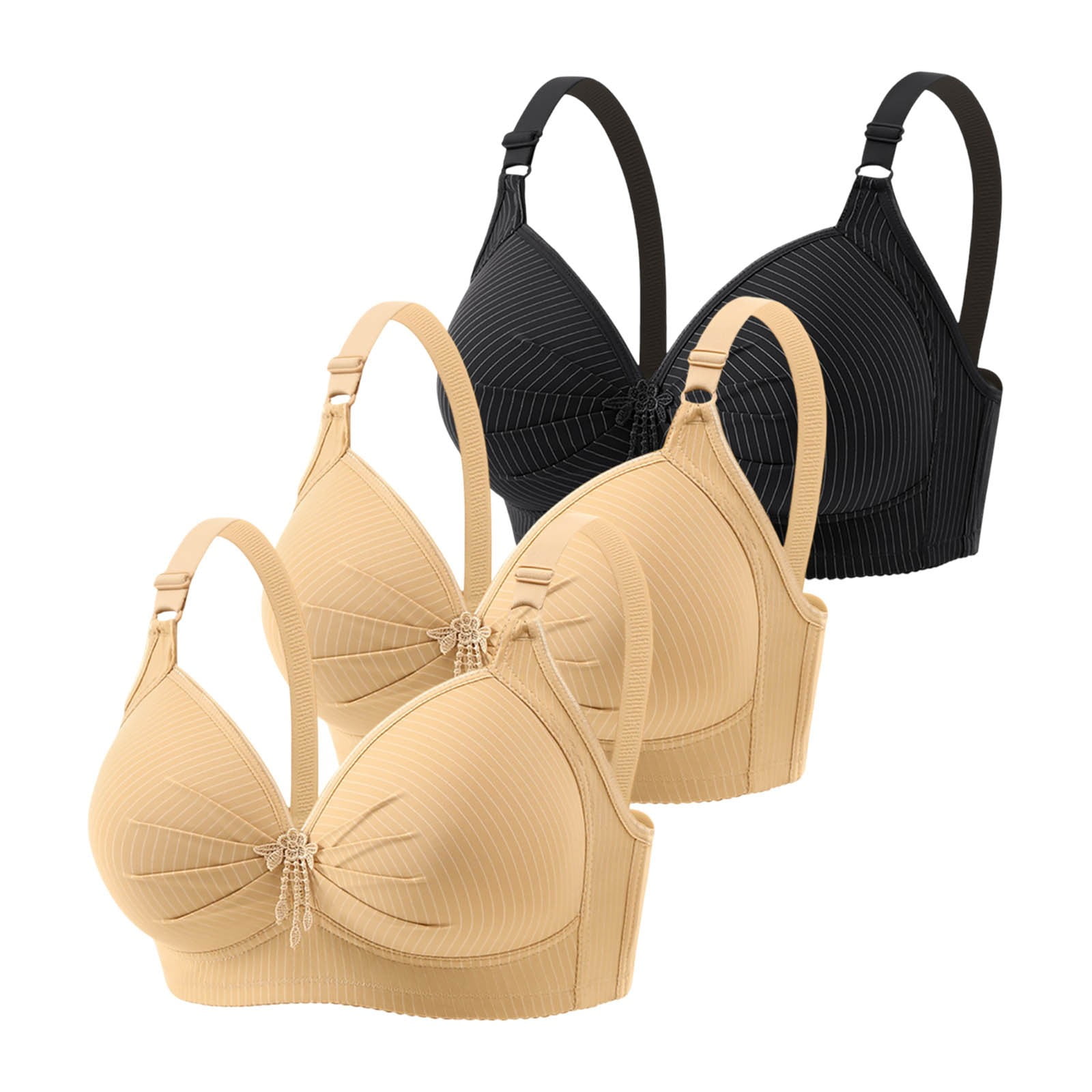 3 Pack Bras for Women Underwire Push up Bralette Everyday Wear Plus ...