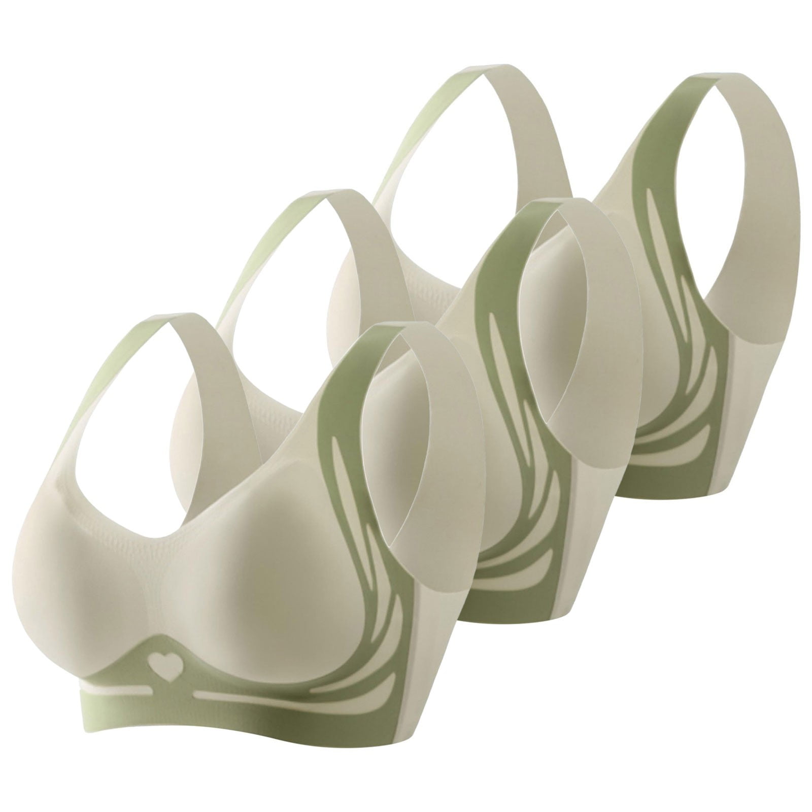 3 Pack Bras for Women No Underwire Soft Supportive Comfortable Seamless Wireless Push Up Deep V ...