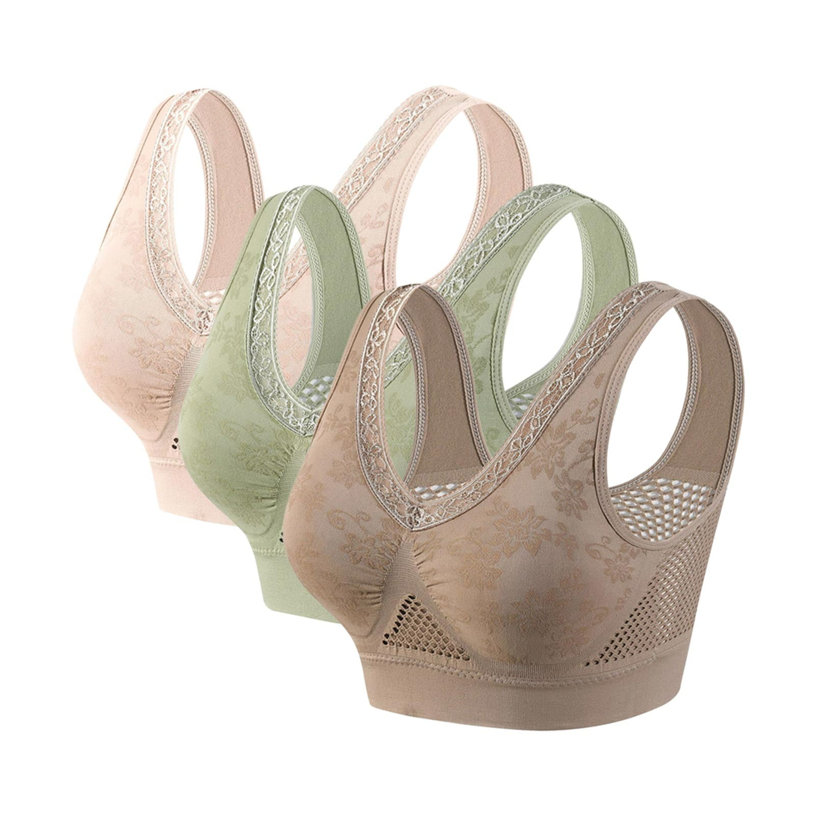 3 Pack Bras for Older Women No Underwire Push Up Breathable Everyday ...