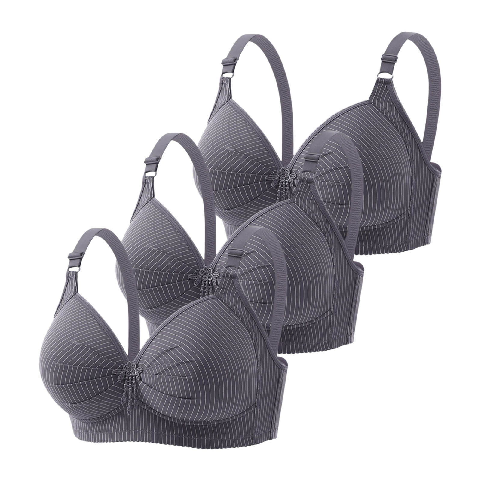 3 Pack Bras for Women No Underwire Strips Print Push Up Bra Plus Size ...