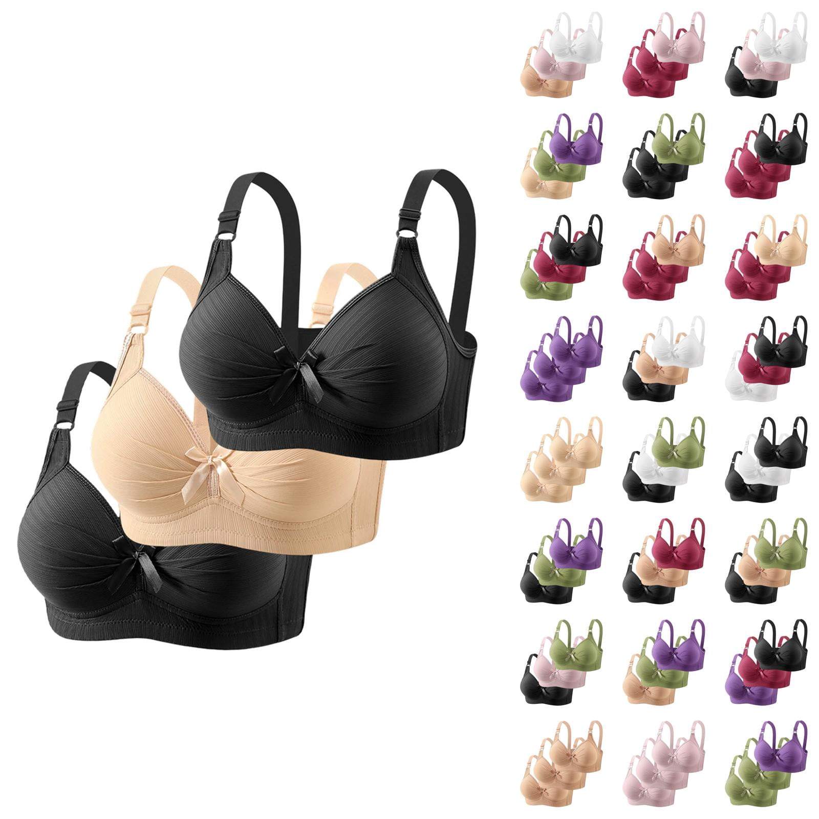 3 Pack Bras for Women Plus Size Breathable Cute Bow Adjustable Strap ...