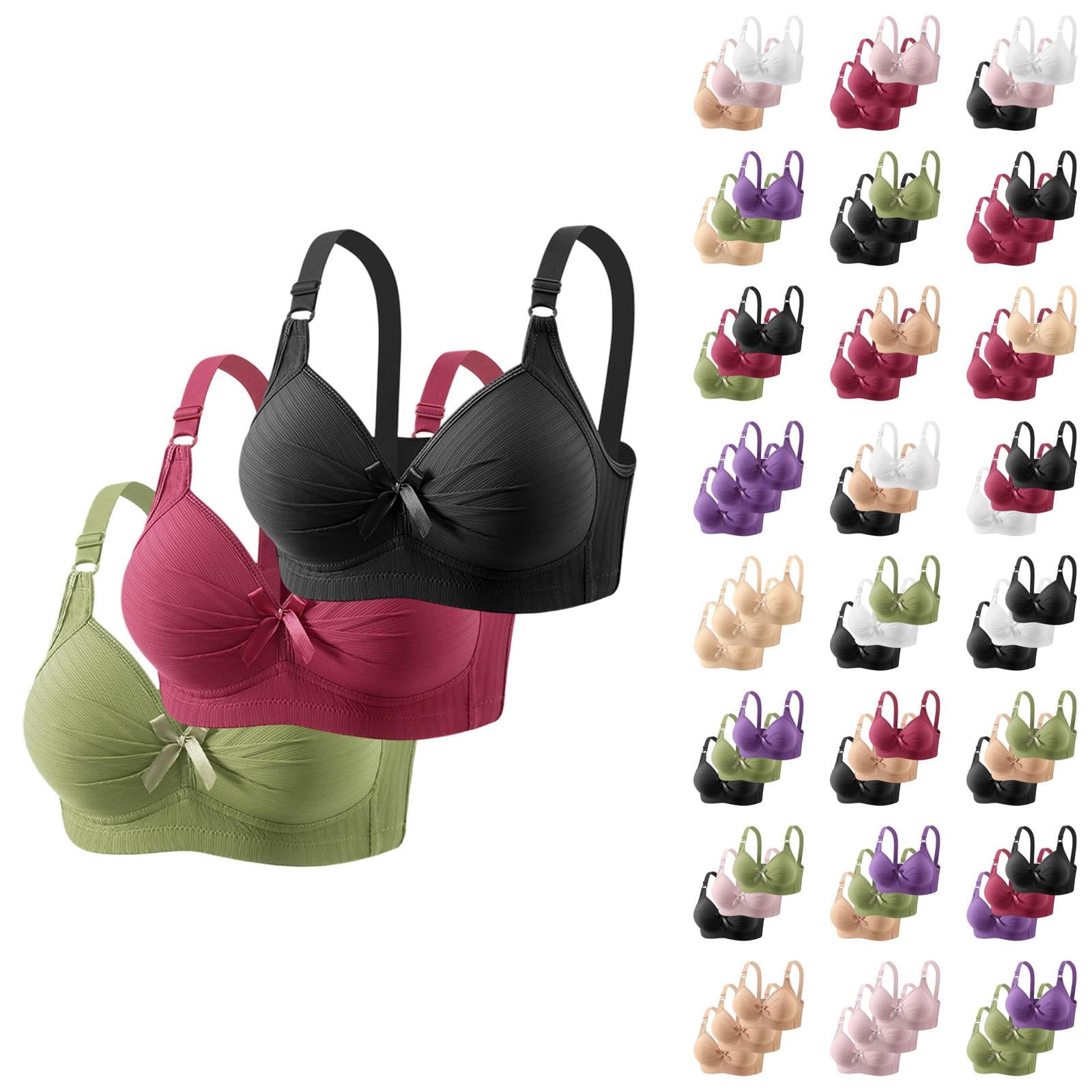 3 Pack Bras for Women Plus Size Breathable Cute Bow Adjustable Strap ...