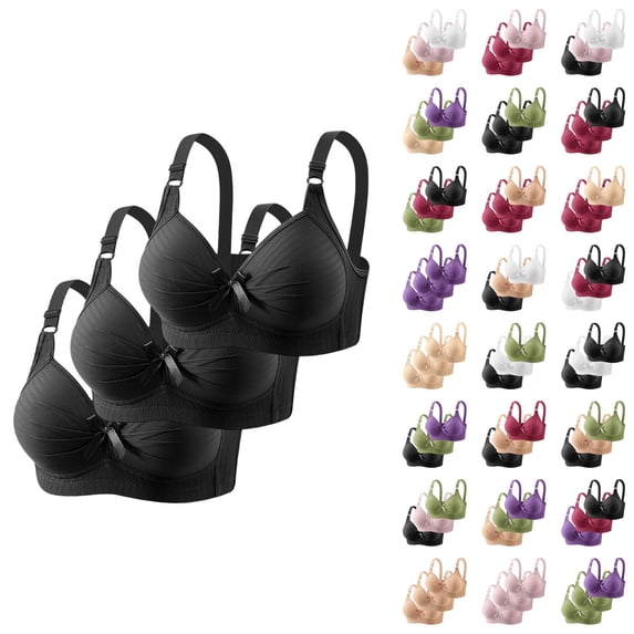 3 Pack Bras for Women Plus Size Breathable Cute Bow Adjustable Strap ...