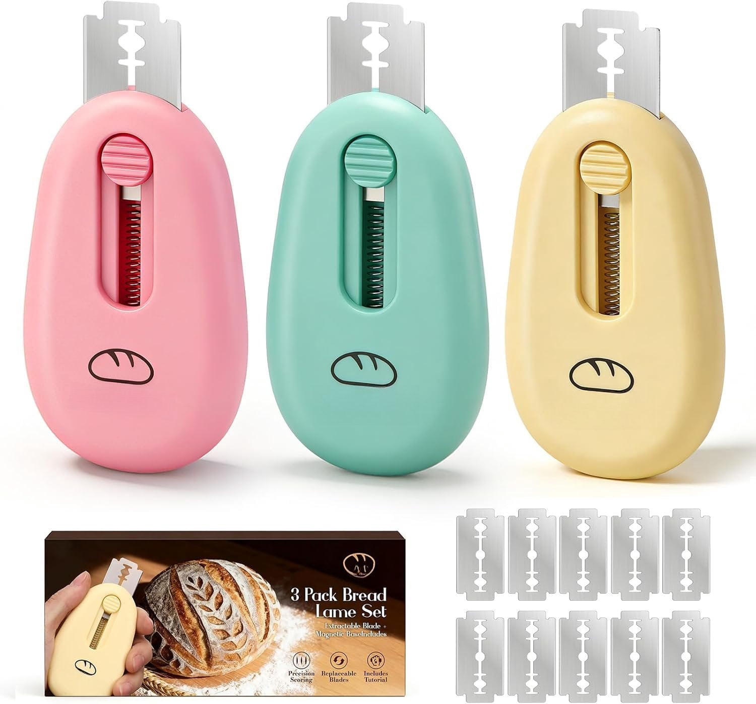 3-Pack Bread Lame, Professional Sourdough Scoring Tool & Bread Scoring ...