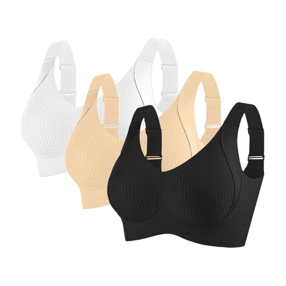 3 Pack Breathable Bra for Women JIANLAI Wireless Comfortable Bra ...