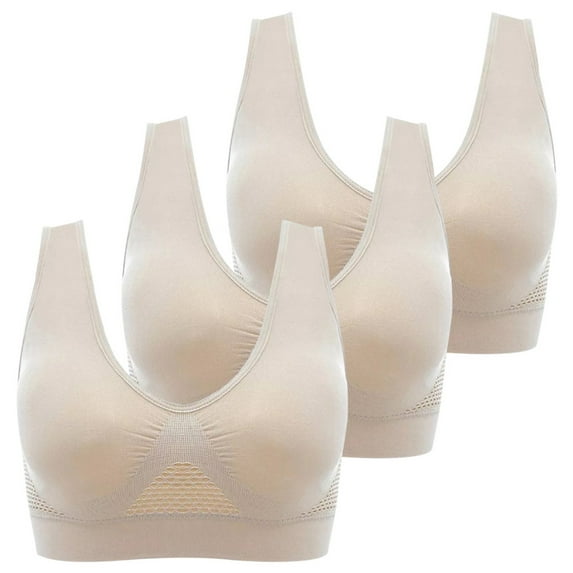 3 Pack Breathable Bras for Women, No Steel Ring Plus Size Soft Cool ...