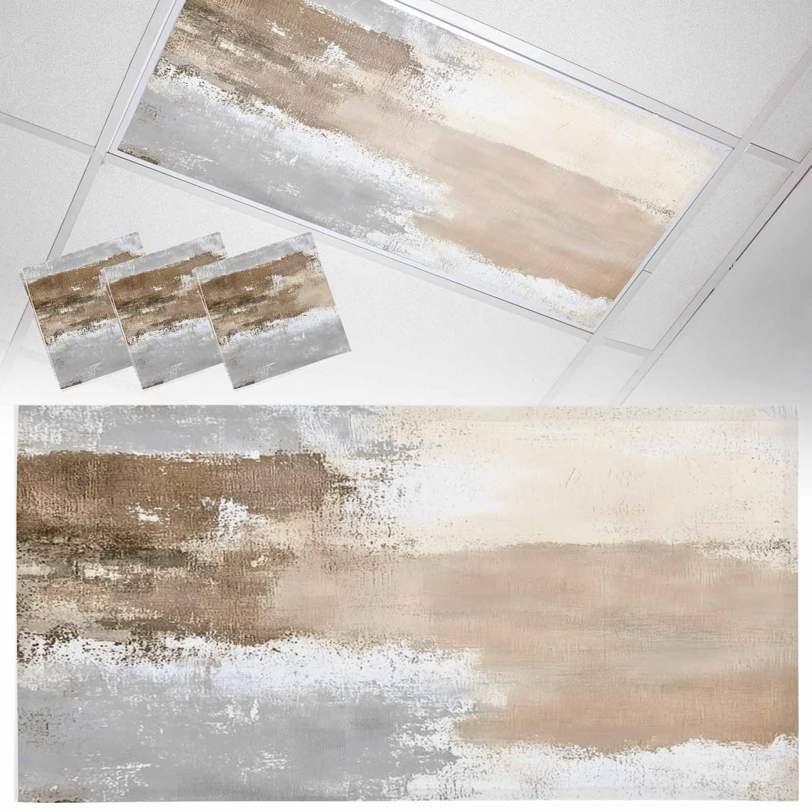 3 Pack Brown Beige Fluorescent Light Covers for Ceiling Lights Graffiti ...