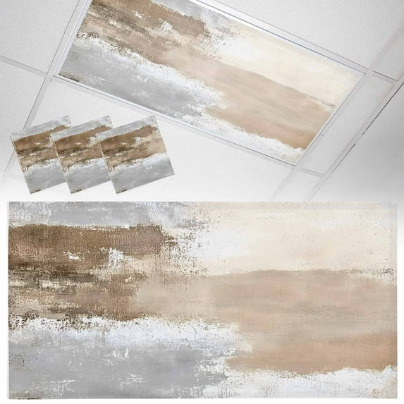 3 Pack Brown Beige Fluorescent Light Covers for Ceiling Lights Graffiti ...
