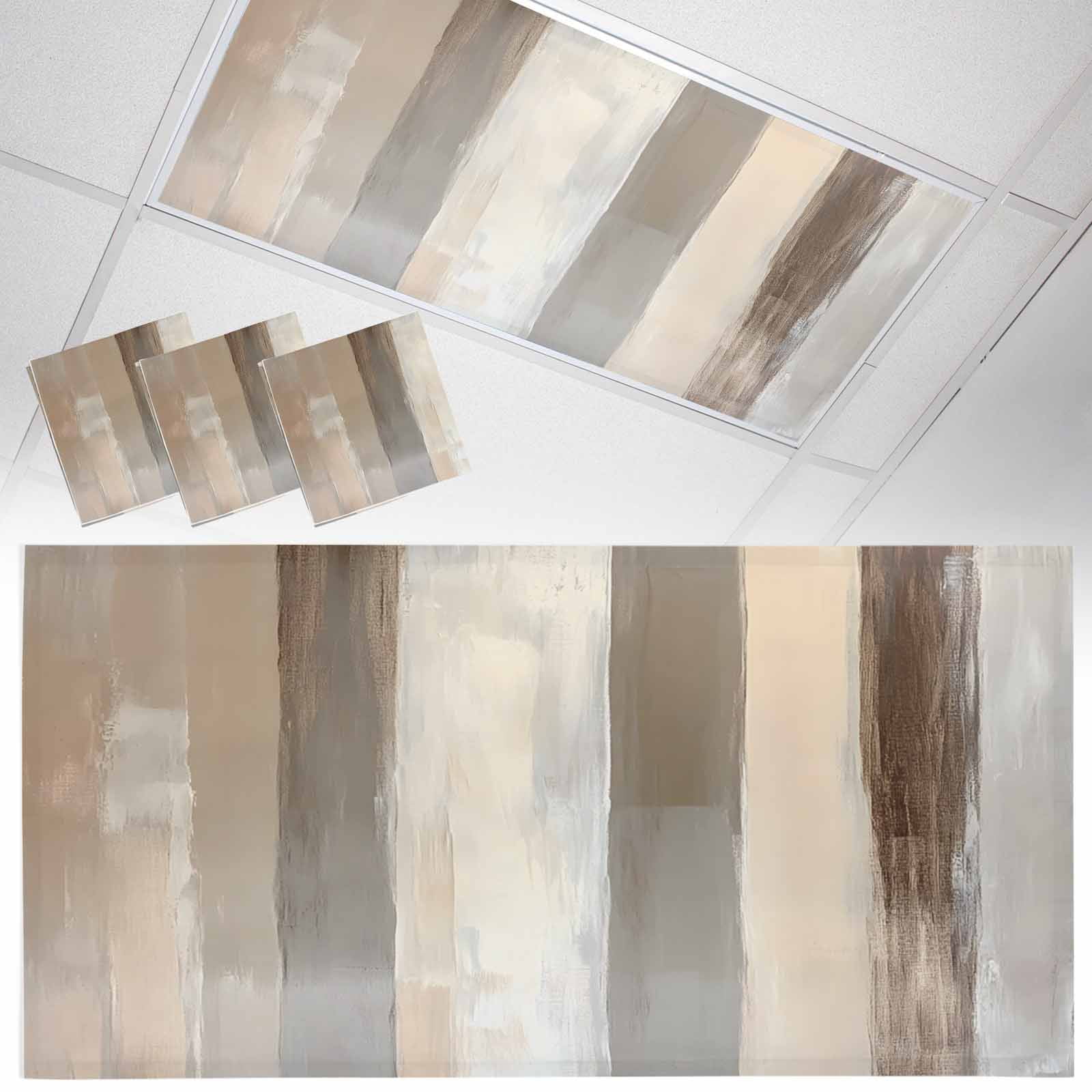 3 Pack Brown Grey Fluorescent Light Covers for Ceiling Lights Abstract ...