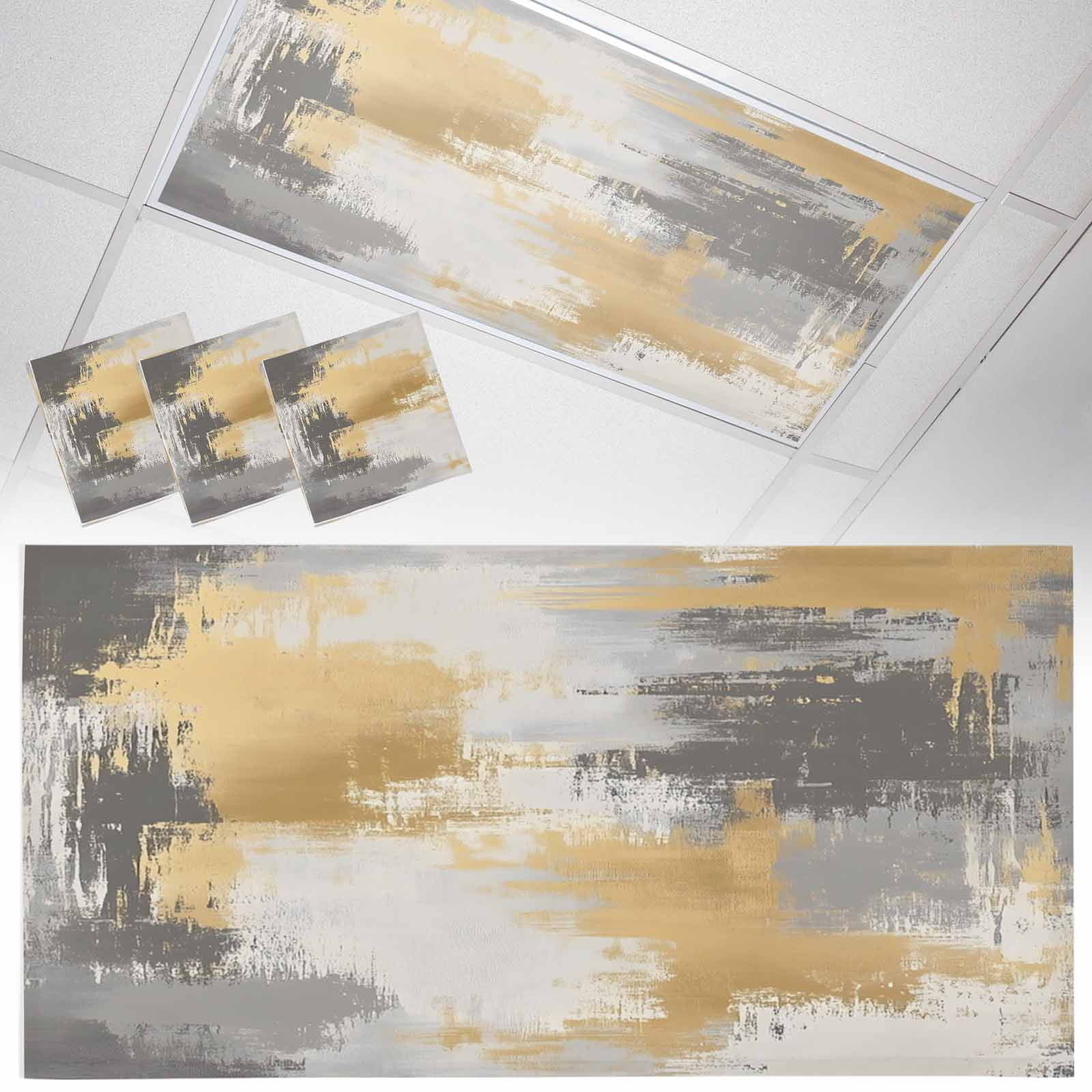 3 Pack Brown Yellow Fluorescent Light Covers for Ceiling Lights Modern ...