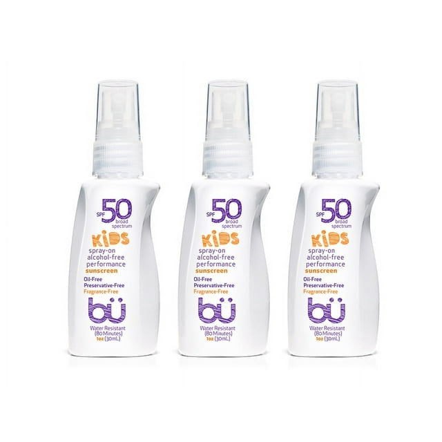 3 Pack - Bu KIDS SPF 50 Sunscreen Spray - Clear Moisturizing, Safe and ...