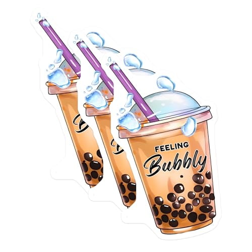 (3 Pack) Bubble Tea Decals - Feeling Bubbly Sticker - Laptop Decals - 3 ...