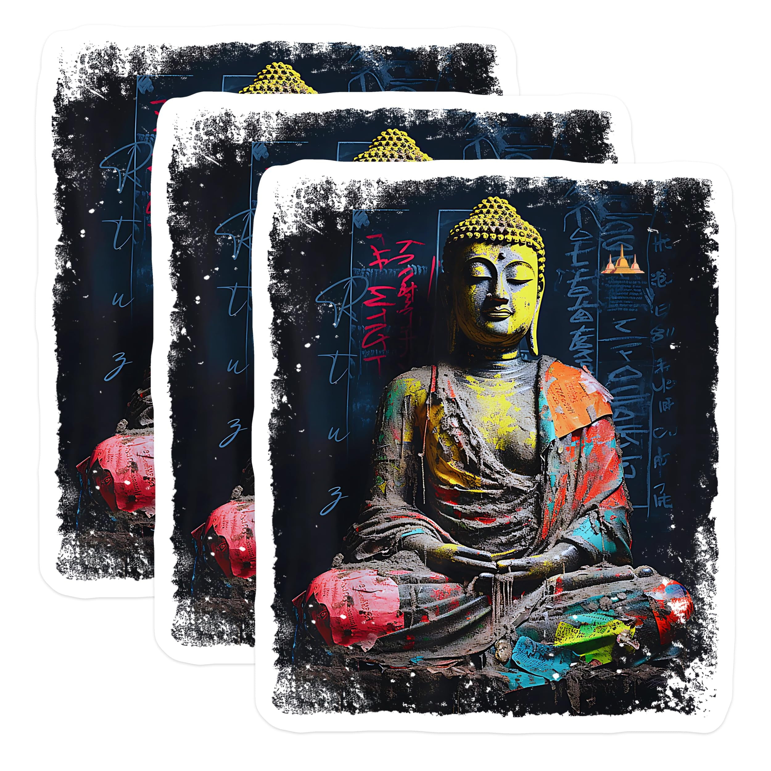(3 Pack) Buddha Decals - Colorful Buddha Art - Spiritual Laptop Decals ...