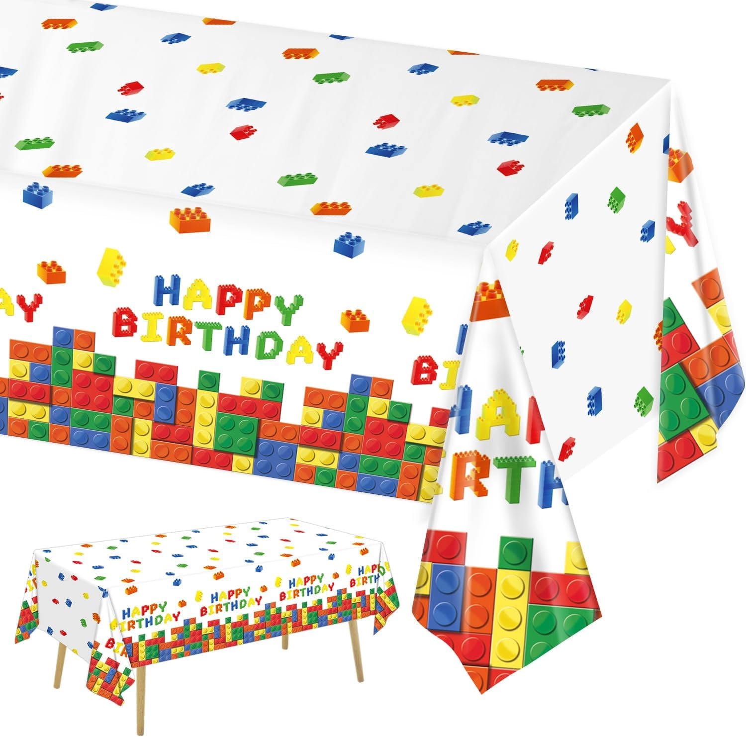 3 Pack Building Block Party Tablecloth Building Block Disposable ...