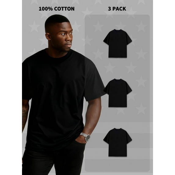 3-Pack Bulk Men's Crew Neck Short-Sleeve T-Shirts - 100% Pure Cotton ...