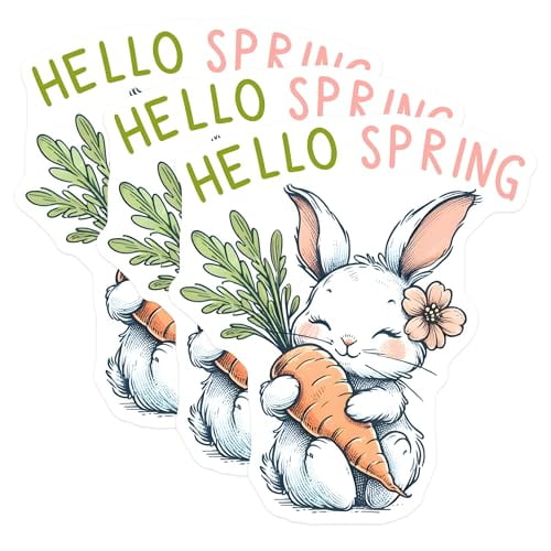 (3 Pack) Bunny Decals - Hello Spring Decals - Cute Rabbit Stickers - 3 ...