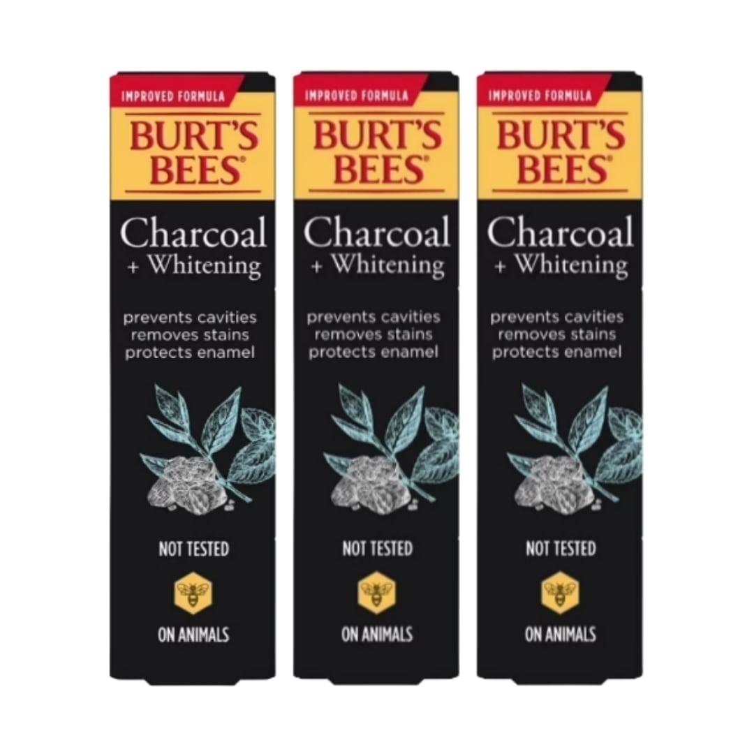 (3 Pack) Burt's Bees Toothpaste, Natural Flavor, Charcoal with Fluoride ...