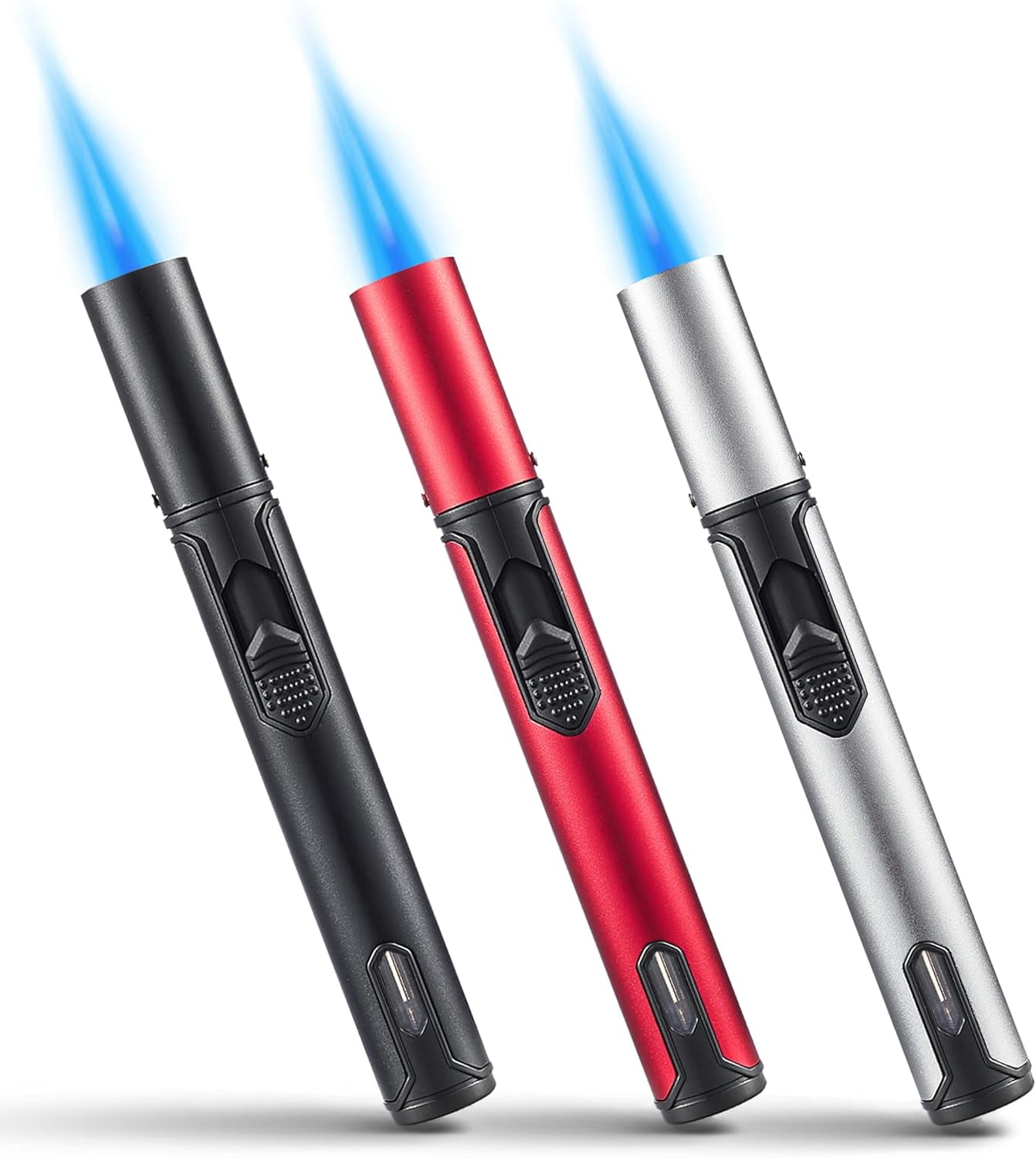 3 Pack Butane Torch Lighters, 6-inch Refillable Pen Lighter Adjustable ...