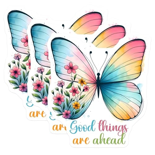 (3 Pack) Butterfly Decals - Floral Wings - Positive Message Decal - 3 ...